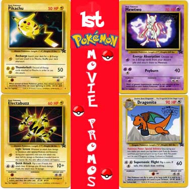 Pokemon 1st Movie Set 4 cards Pikachu - Mewtwo - Electabuzz - Dragonite ...